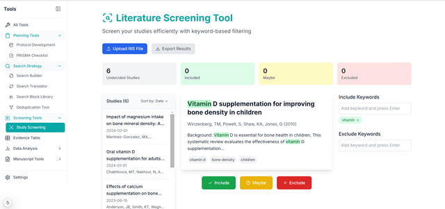 Systematic Review Tools | AI-Powered Research Workflow Platform